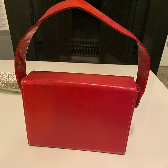 Bags | Vintage Leather Red Handbag | Poshmark